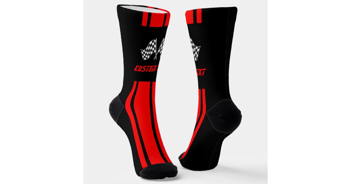 Double Red Stripe Racing Flags Socks | Zazzle