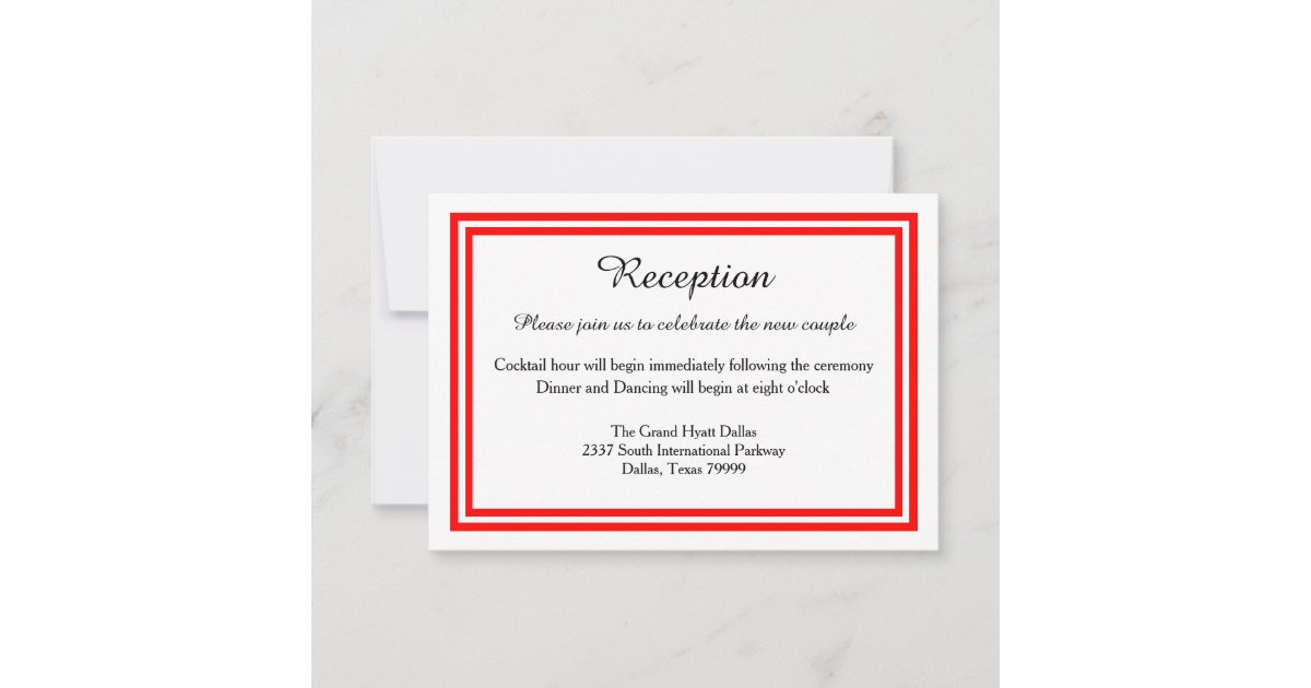 Double Red Trim-Reception Invition Invitation | Zazzle