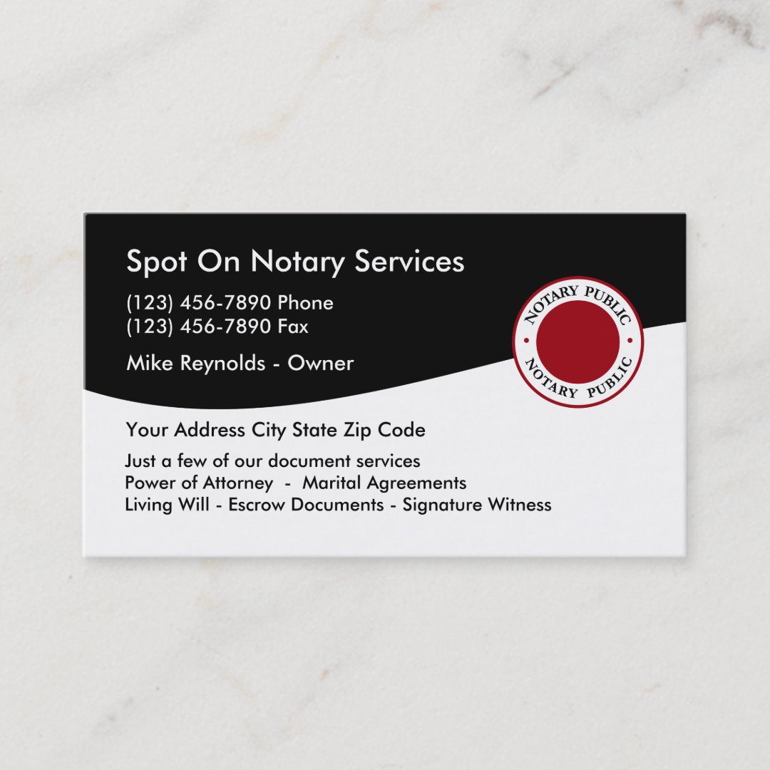Double Side Notary Public Business Card | Zazzle