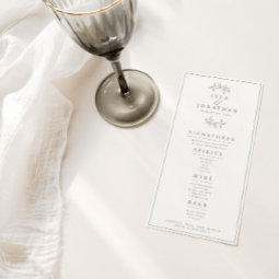 Double-Sided Ivory & Dark Olive Wedding Bar/Dinner Menu | Zazzle