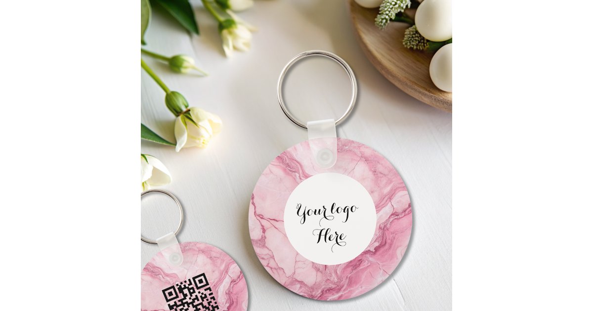 Double sided Logo QR Code keychain | Zazzle