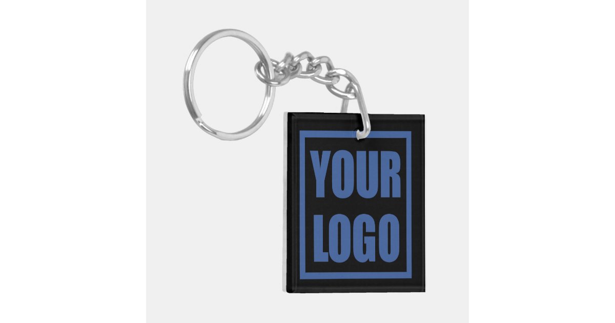 Double Sided Logo Template Keychain Black | Zazzle