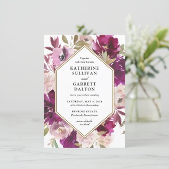 Double-sided Magenta Floral Wedding Website Invitation | Zazzle