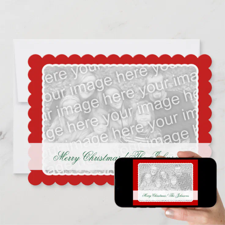 Double sided photo Christmas card for two pictures | Zazzle