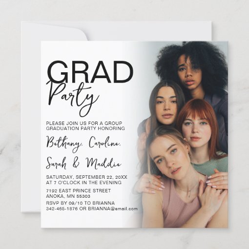 Double Sided Photo Group Graduation Party Invitation | Zazzle