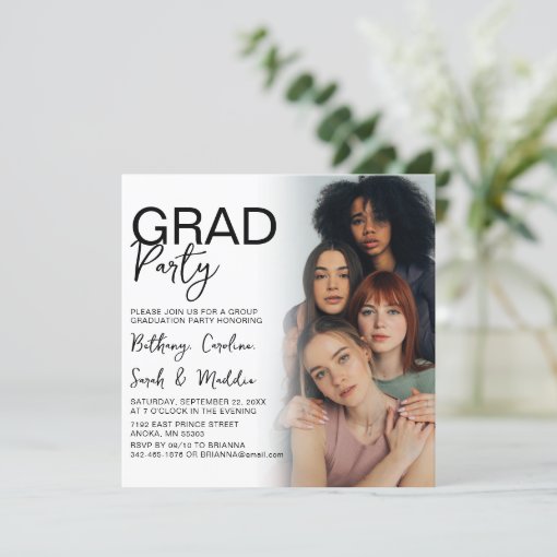 Double Sided Photo Group Graduation Party Invitation | Zazzle