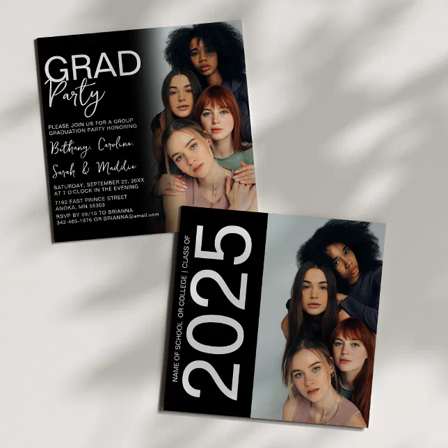 Double Sided Photo Group Graduation Party Invitation | Zazzle