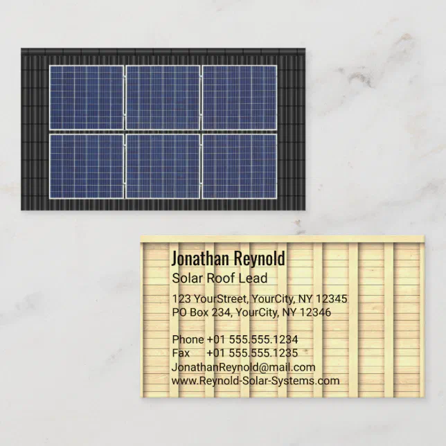 Double-Sided Rooftop Solar Energy Black Roof Business Card | Zazzle