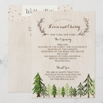 Double-Sided Rustic Wedding Ceremony Program | Zazzle