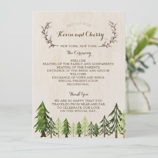 Double-Sided Rustic Wedding Ceremony Program | Zazzle