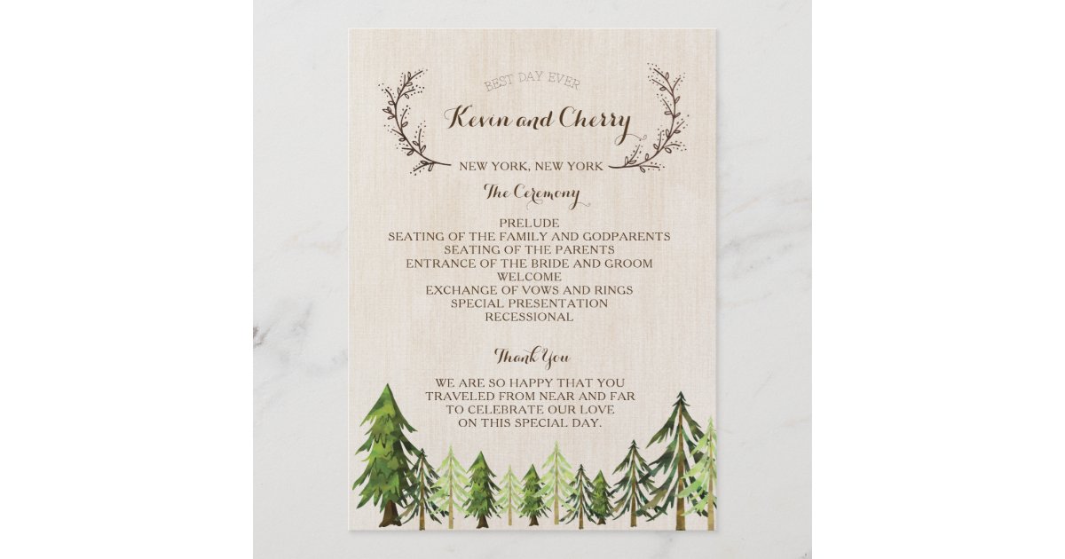 Double-Sided Rustic Wedding Ceremony Program | Zazzle