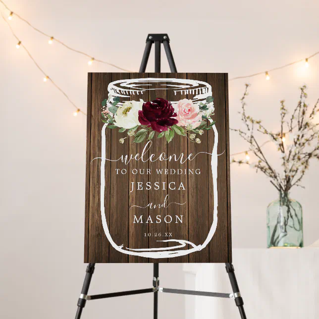 Double Sided Rustic Wedding Welcome - Favors Sign | Zazzle