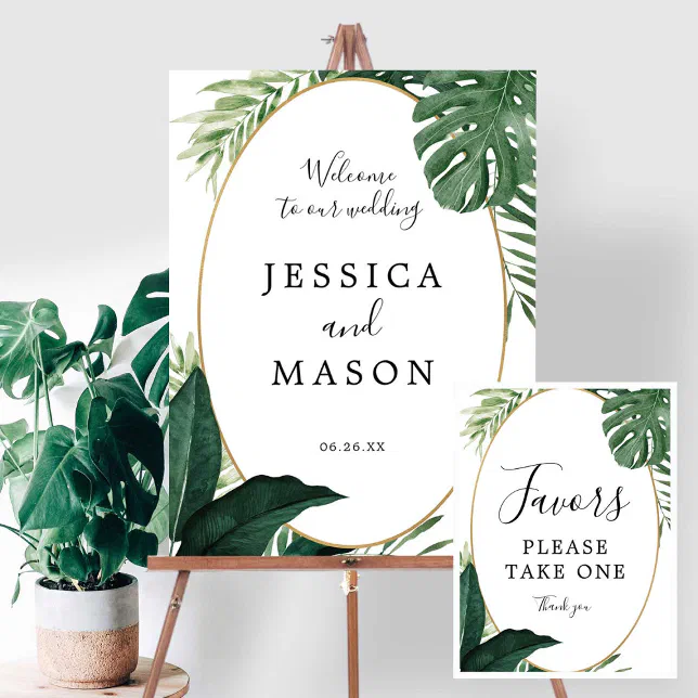 Double Sided Wedding Welcome and Favors Sign | Zazzle