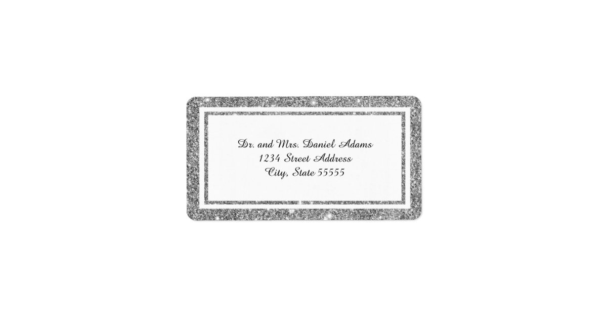 Double Silver Glitter Trim - Address Label | Zazzle