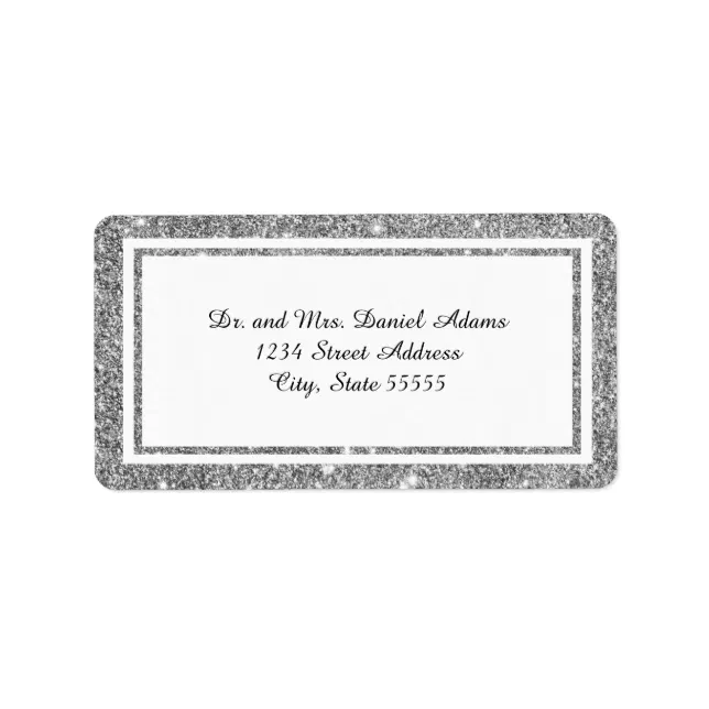 Double Silver Glitter Trim - Address Label | Zazzle