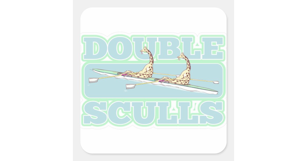 Double skulls rowing square sticker | Zazzle