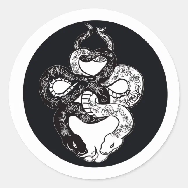 double snake circle classic round sticker | Zazzle