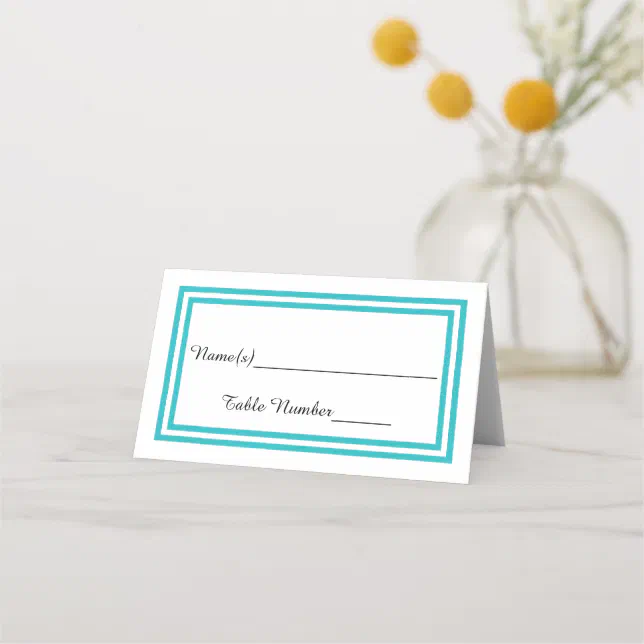 Double Teal Trim - Escort Card | Zazzle