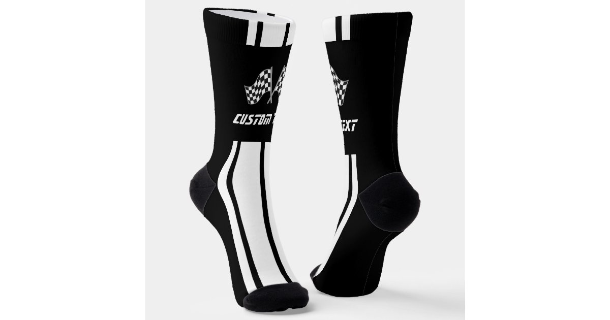 Double White Stripe Racing Flags Socks | Zazzle