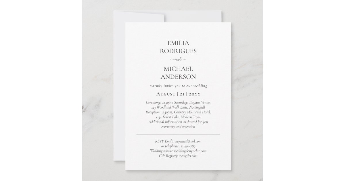 Doubles Sided BILINGUAL Text Only Wedding Boda Invitation | Zazzle
