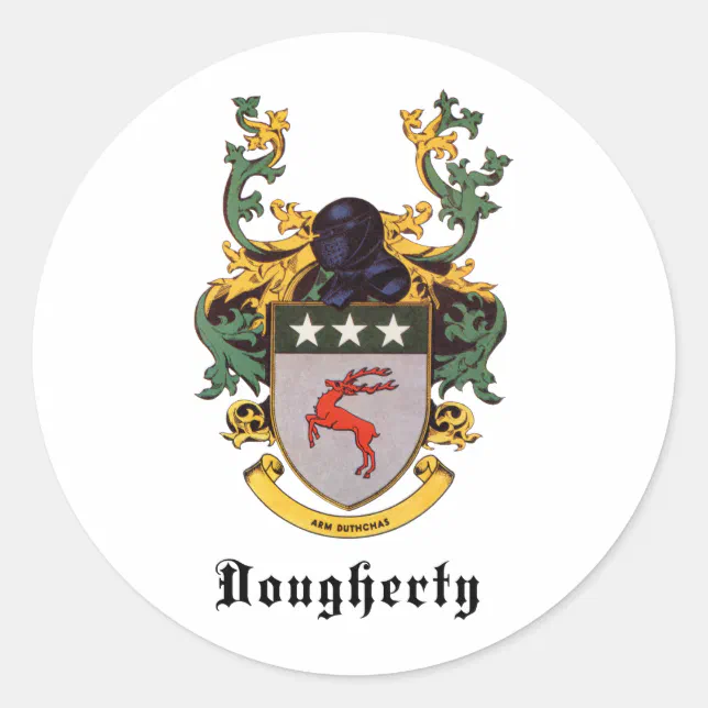 Dougherty Coat of Arms Classic Round Sticker | Zazzle