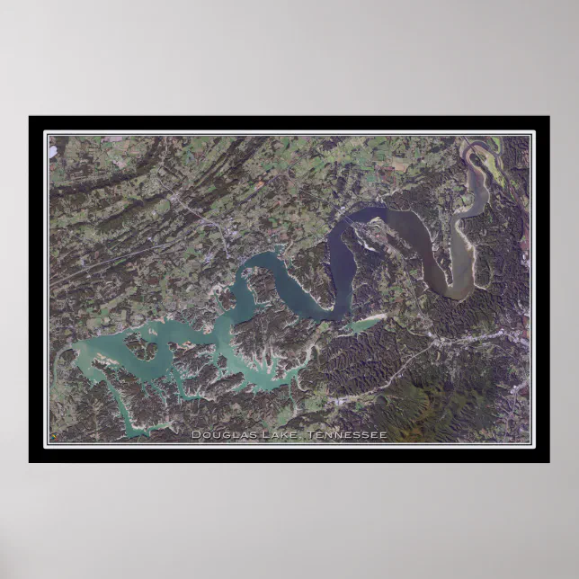 Douglas Lake Tennessee Satellite Poster Map | Zazzle