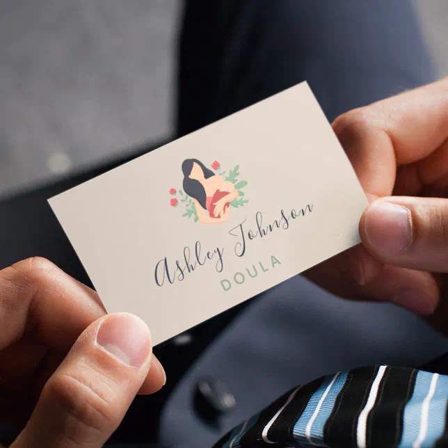 Doula Midwife Birthing Coach Elegant Leafy Plant Business Card | Zazzle