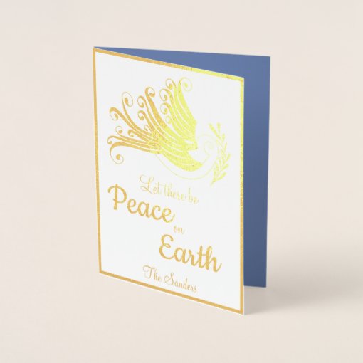 Dove Christmas Card Peace on Earth Photo Gold | Zazzle