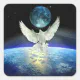 Dove of Peace over Planet Earth Square Sticker | Zazzle