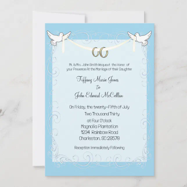 Dove Wedding Invitation | Zazzle