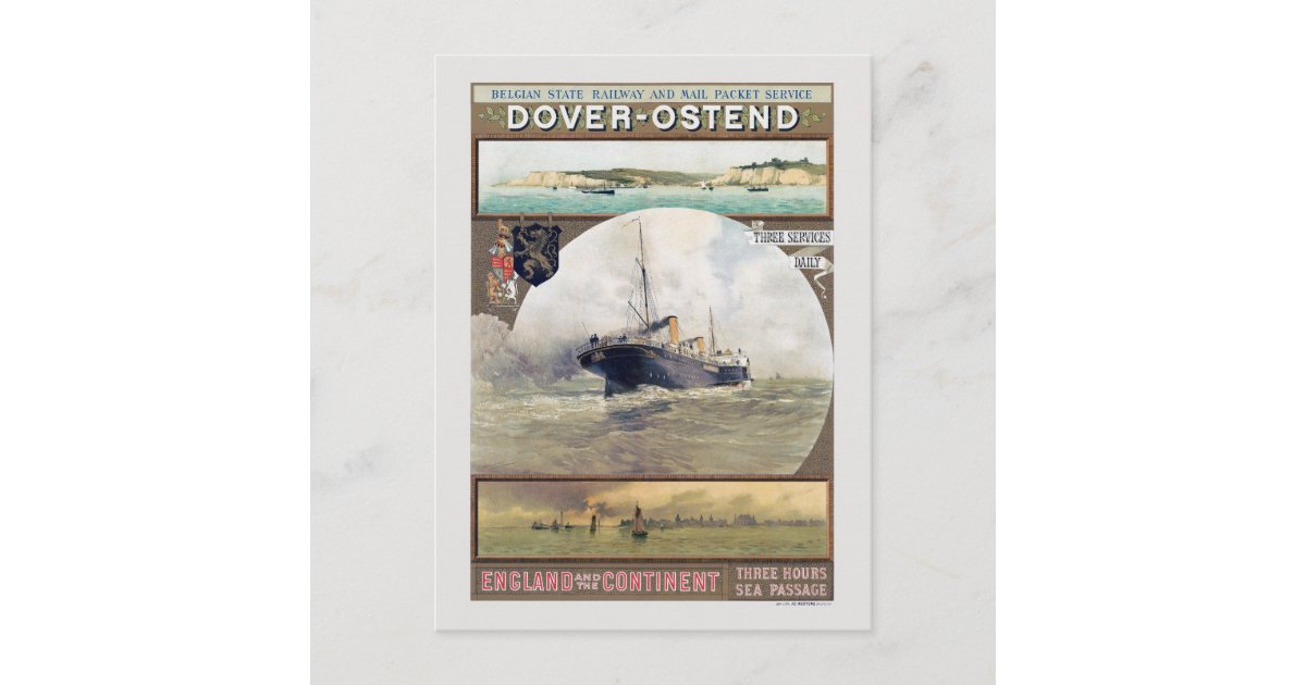Dover-Ostend Vintage Poster 1910s Postcard | Zazzle