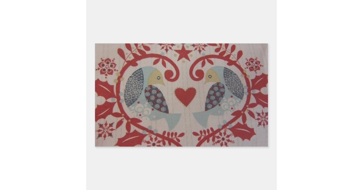 Doves & Hearts -- Pennsylvania Dutch Rectangular Sticker | Zazzle