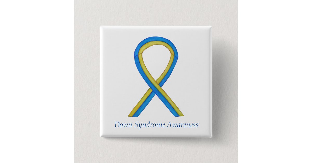 Down Syndrome Art Awareness Ribbon Pin Buttons | Zazzle