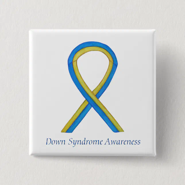 Down Syndrome Art Awareness Ribbon Pin Buttons | Zazzle