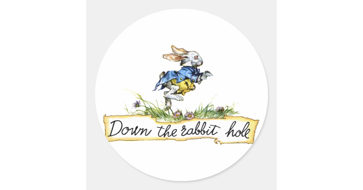 Down the rabbit hole classic round sticker | Zazzle