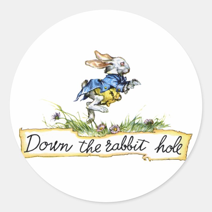 Down the rabbit hole classic round sticker | Zazzle.com