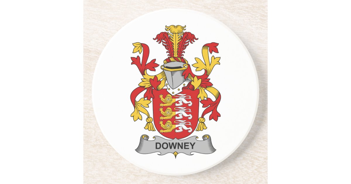 Downey Family Crest Sandstone Coaster | Zazzle