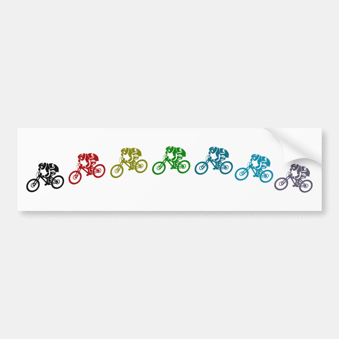 Downhill mountain bike jump bumper sticker | Zazzle
