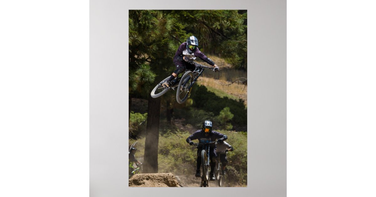downhill mountain biking jump poster | Zazzle