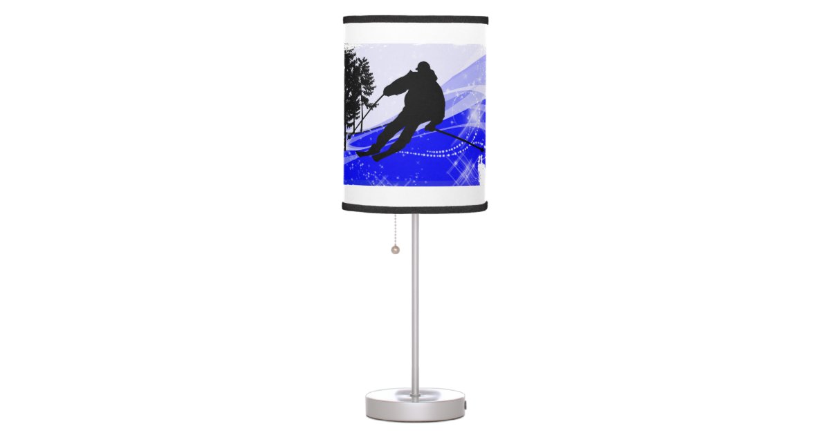 Downhill on Ski Slope ANY COLOR BACKGRND Table Lamp | Zazzle