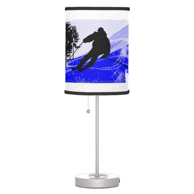 Downhill on Ski Slope ANY COLOR BACKGRND Table Lamp | Zazzle