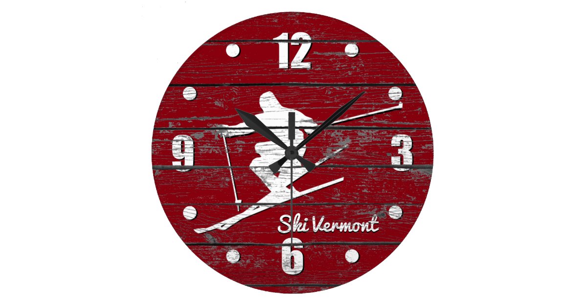 Downhill Ski Personalize Large Clock | Zazzle