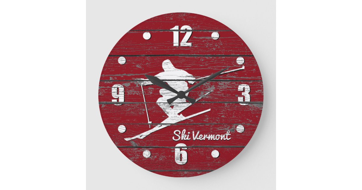 Downhill Ski Personalize Large Clock | Zazzle