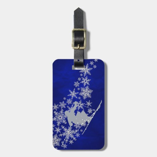 Downhill Snow Ski Blue Luggage Tag | Zazzle