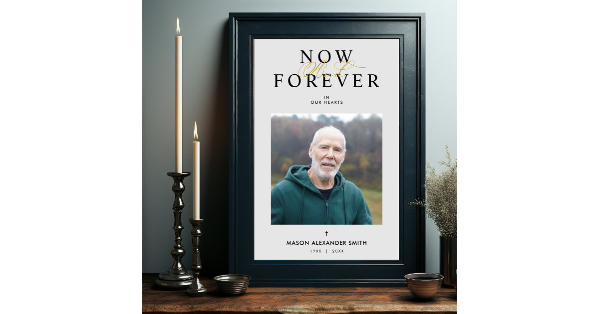 Downloadable Exquisite Gray Elegant Funeral Photo Poster | Zazzle