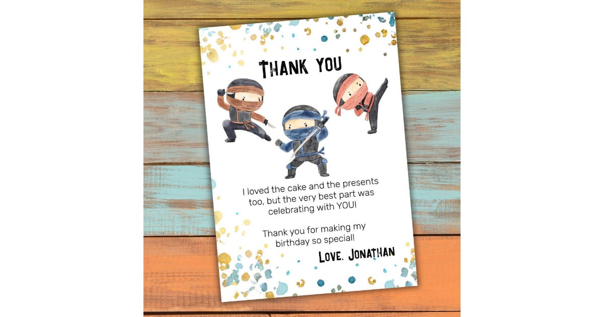 Downloadable Ninja Birthday Thank You Card | Zazzle