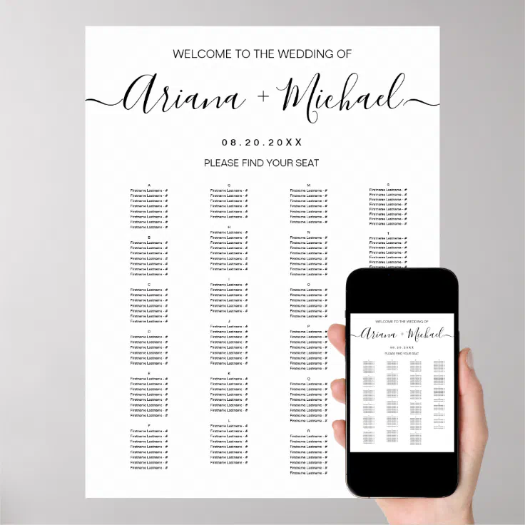 Downloadable Wedding Welcome sign Seating chart | Zazzle
