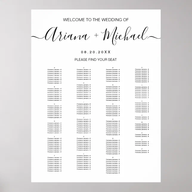 Downloadable Wedding Welcome sign Seating chart | Zazzle