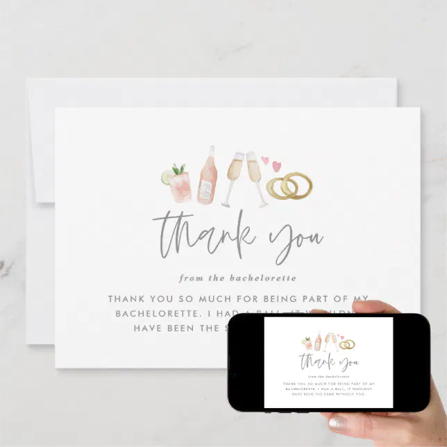 downloadble Watercolor bachelorette thank you Invitation | Zazzle