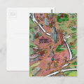 Downtown Atlanta Georgia Cartoon Map Postcard | Zazzle